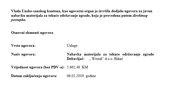 Nabavka materijala za tekuće odrÅ¾avanje zgrade Dobavljač: â€ž Westalâ ...