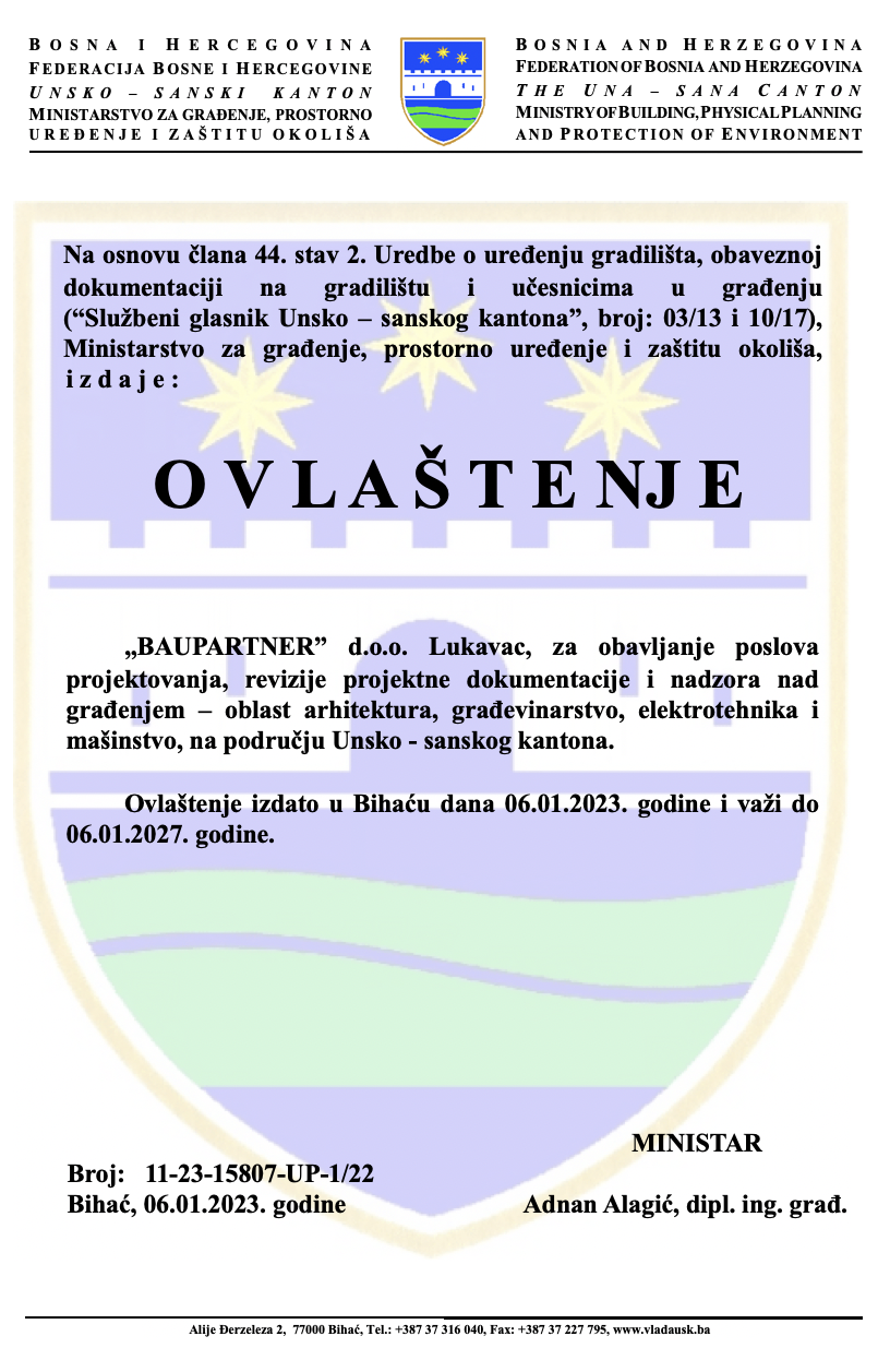 Ovlaštenje - VLADA USK