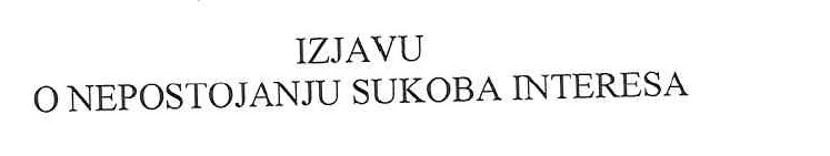 Izjava o nepostojanju sukoba interesa 24.05.2023 godine - VLADA USK