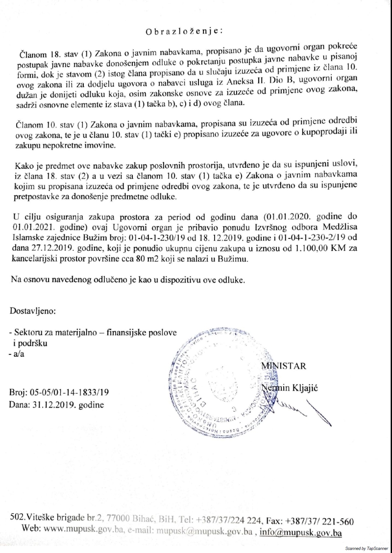 ODLUKA o pokretanju postupka javne nabavke zakupa kancelarijskog ...