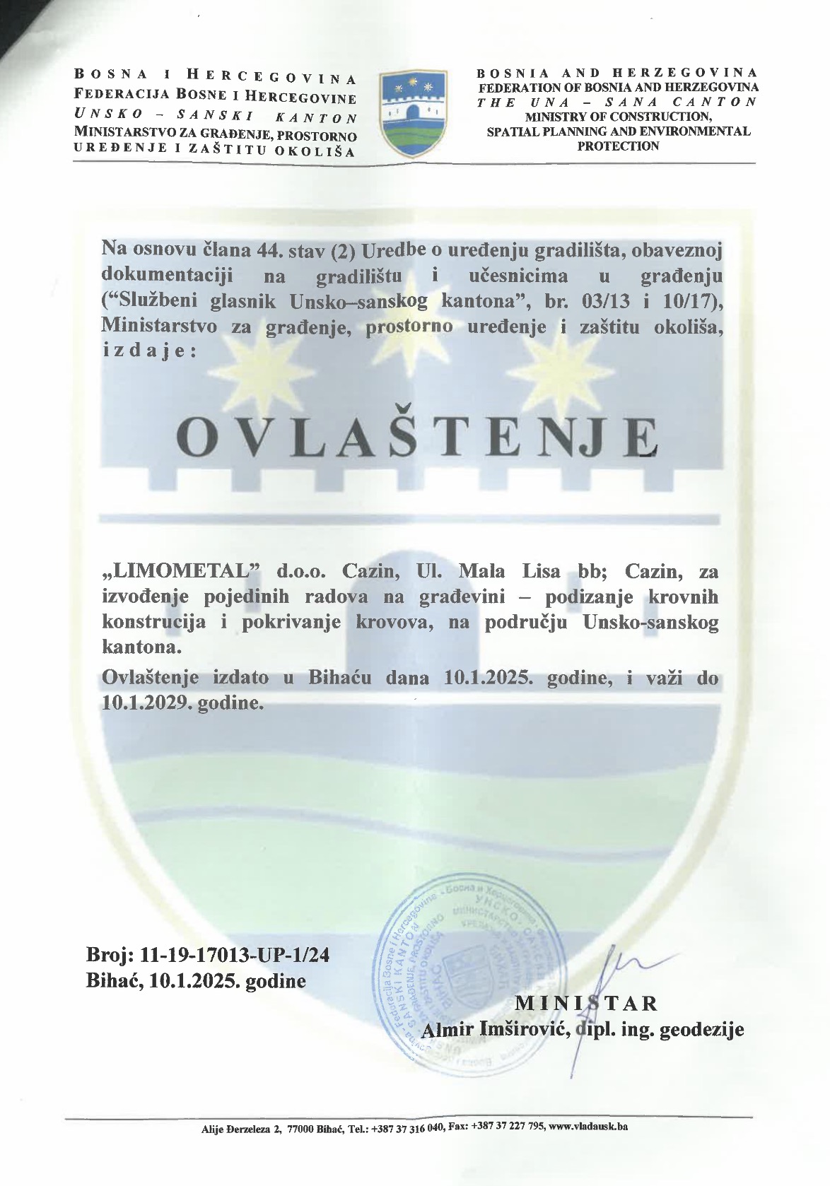 Ovlaštenje - VLADA USK