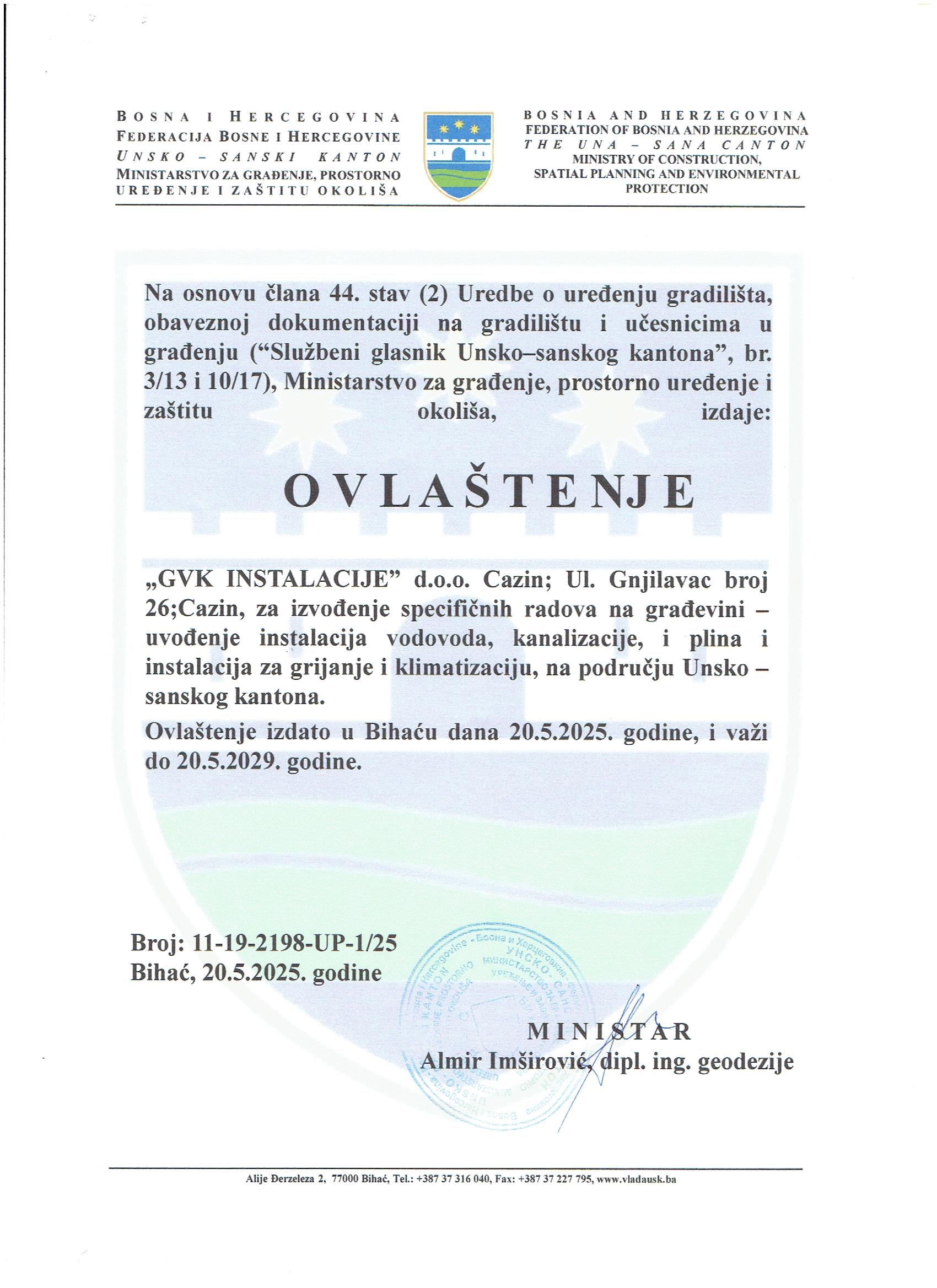 Ovlaštenje - VLADA USK
